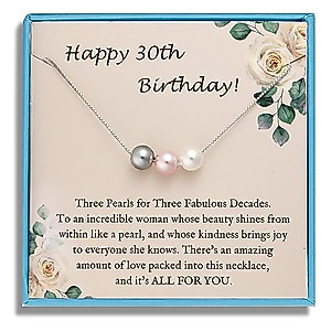 Sereney 30th birthday gifts for her sterling silver pearl necklace as 30 year old birthday gifts for women with three pearl beads on birthday gifts for turning 30 for daughter or friends