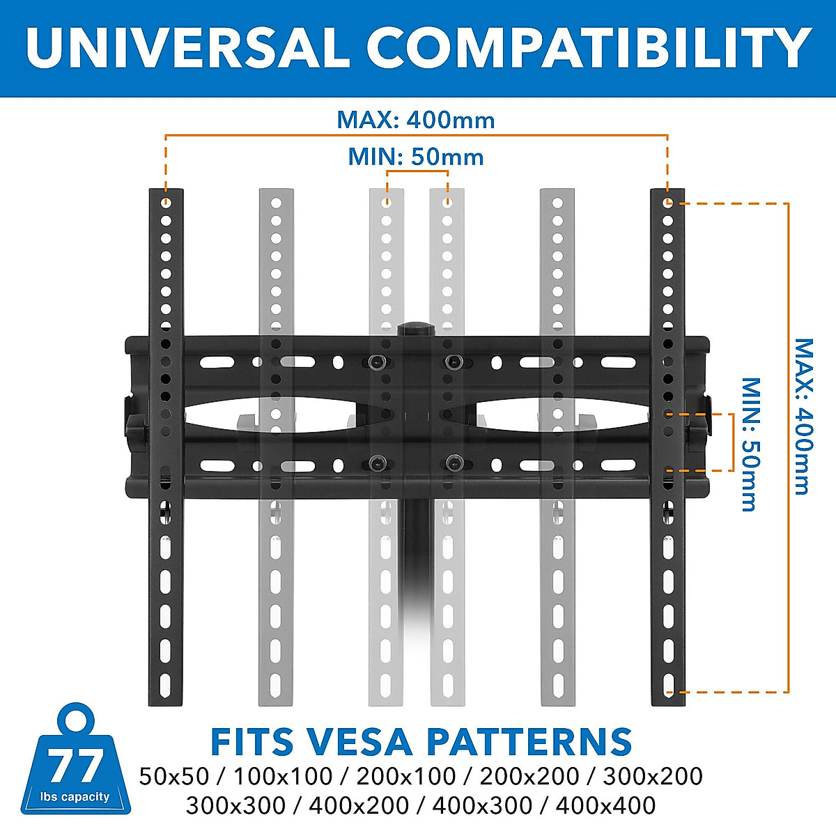 Mount-It! TV Tripod Stands for Flat Screens - Holds 77 Pounds and Carries 43-65 Inch Flat or Curved Screens | TV Floor Stand Adjustable Max Height of 6 Feet | Portable Tv Stands Assembles in Seconds