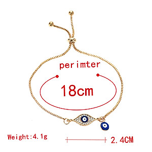 QUPIVA 4 Pack Evil Eye Bracelets Pack for Women 14K Gold Plated Blue Evil Eye String Protection Bracelet Aesthetic Jewelry