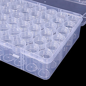 MIAO JIN 60 Grids 5D Diamond Painting Box Portable Clear Storage Containers With Label Stickers and Lids for Beads Seeds Glitter Rhinestones Jewelry Diamond Dots Crafts DIY Accessories(60 Jars)