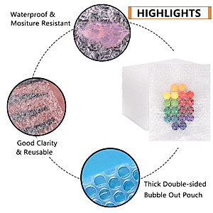 50Pcs Bubble Out Bags Pouches 8"x 10" Bubble Pouches Cushioning Packaging Bags, Double Walled Cushioning Bags Thickening Shockproof Foam Bags for Moving, Shipping, and Storage