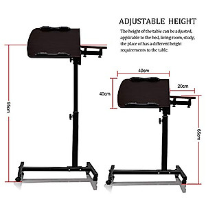 Study Writing Table,Home Desktop Computer Desk Home Office Desk Side Table Adjustable Wooden Laptop Desk Turnlift Sit-Stand Mobile Laptop Desk Notebook Tables Cart with Side Table (Black Desk)