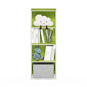 Furinno Luder Bookcase / Book / Storage, 4-Tier, Green/White