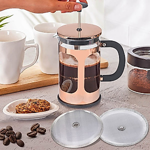 6 Pieces Attsky French Press Filter, 4 Inch Stainless Steel Mesh Screen and Replacement Parts for French Press Coffee Maker