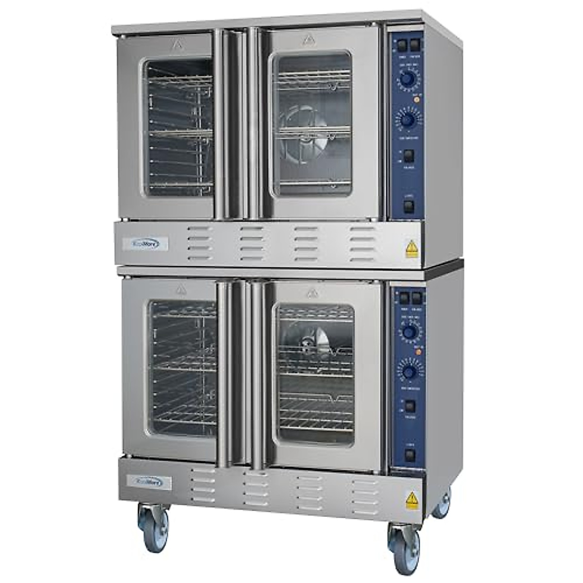 KoolMore 38 in. Full-Size Double Commercial Natural Gas Convection Oven 108,000 BTU With Stacking Kit in Stainless-Steel (KM-DCCO54-NG)