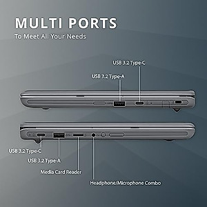 ASUS Chromebook YZ182 Rugged Student Laptop, 11.6" HD Anti-Glare Display, Intel Celeron N5100, 8GB LPDDR4X RAM, 32GB eMMC, Webcam, WiFi 6, Bluetooth, Chrome OS, Dark Gray