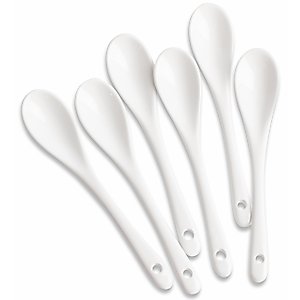 MIUFA 6PCS Porcelain White Coffee Spoons Espresso Spoons Tea Sauce and Desserts Ceramic Spoons