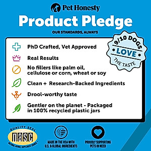 Pet Honesty Omega Skin Health Chews for Dogs, Alaskan Salmon Oil, Omega-3 Fish Oil, Krill, Spirulina, Omega-3s, Healthy Skin & Coat, Itchy Skin, Dog Allergies, May Reduce Shedding (90 Count)