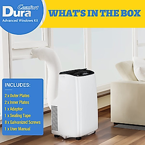 DuraComfort Portable Air Conditioner Window Kit, Sliding Vent Kit with Coupler for 5 Inches Diameter Universal Thread AC Exhaust Hose, Up to 61.8 Inches