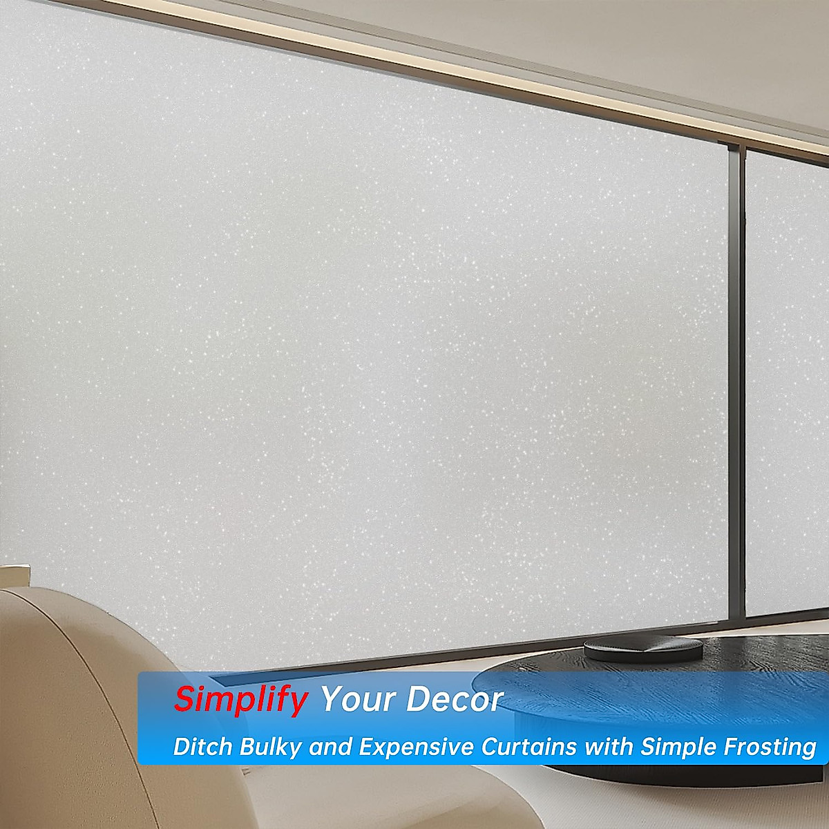 Frosted Glass Window Privacy Film Decorative, Bathroom Privacy Film for Glass Windows Cover, Static Cling, Removable, Reusable, Anti-UV, Anti-Glare, Heat Blocking,17.5X78.7Inch