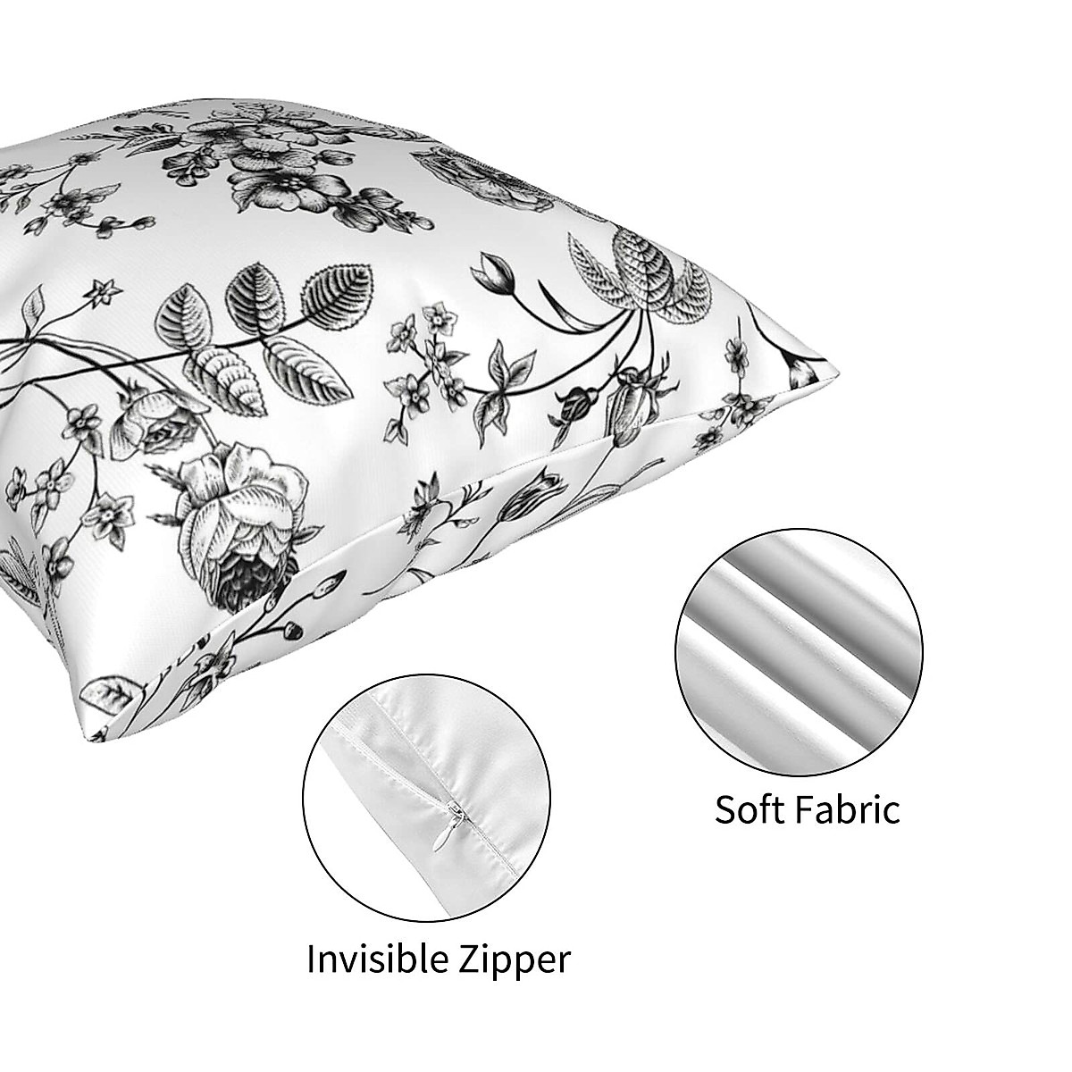 Floral with Victorian Bouquet of Black Flowers On Garden Roses Tulips Delphinium Petunia Pillow Covers Decorative Throw Cushion Cover Square Pillow Cases Car Sofa Home Decor 18 X 18 Inch