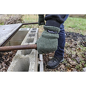 RefrigiWear Fleece Lined Thinsulate Insulated Ragg Wool Gloves (Green, Large)