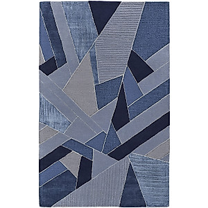 Feizy Rugs - Nash Tufted Graphic Wool Rug, Navy Blue/Opal Gray, 10ft x 14ft Area Rug