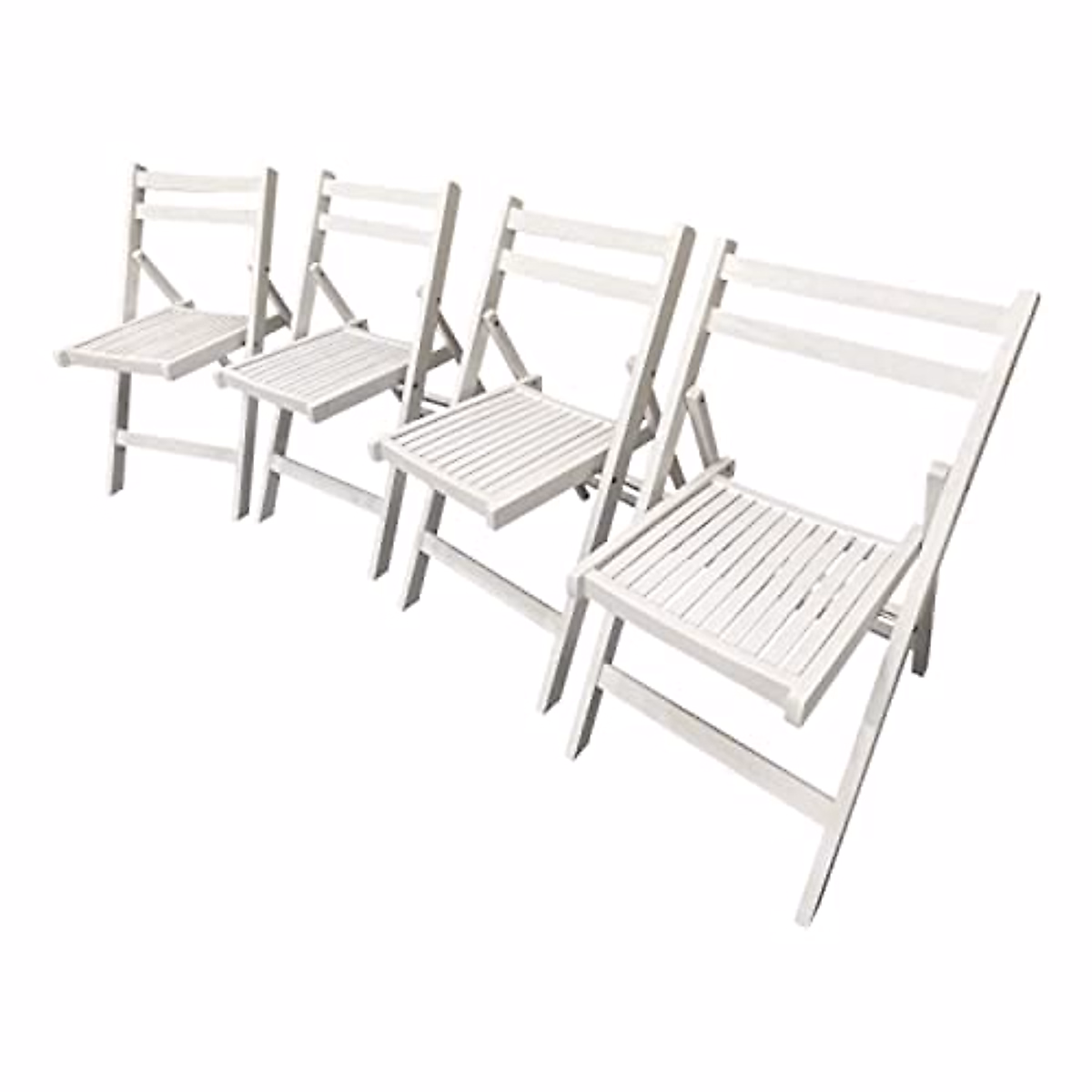CARBRO Furniture Slatted Wood Folding Special Event Chair - White Set of 4 Folding Chair Foldable Style,White