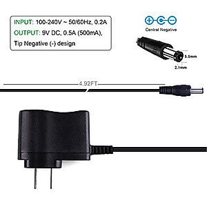 9V DC 0.5A Pedal Power Supply Adapter Tip Negative Sleeve Positive Power Source Adaptor for Guitar Effects Pedal and Some Models of Keyboards
