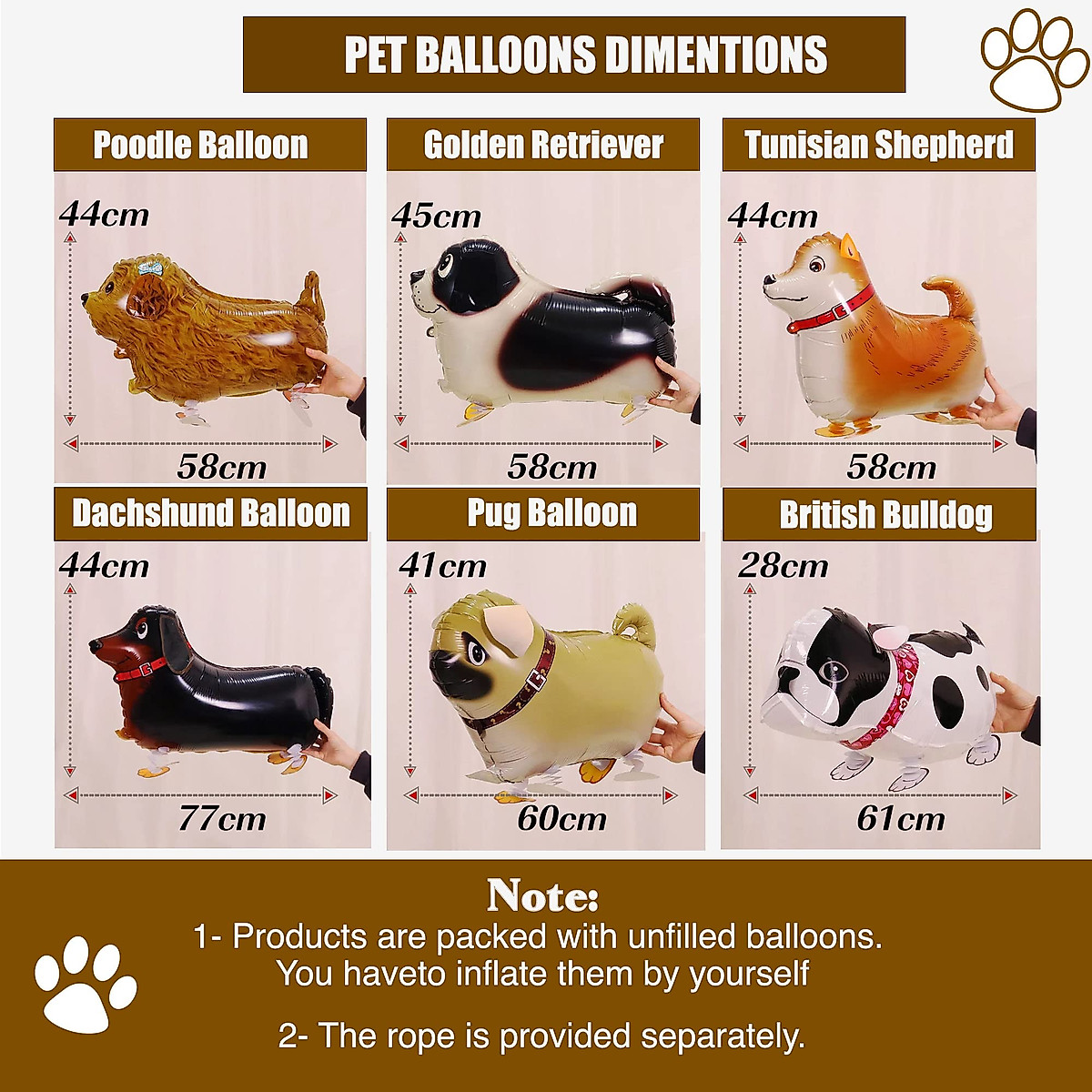 6 Pcs Walking Animal Balloons - Foil Dog Balloon for Kids, Puppy Dogs Balloons Air Walkers, Animal Theme Birthday Party Decorations…