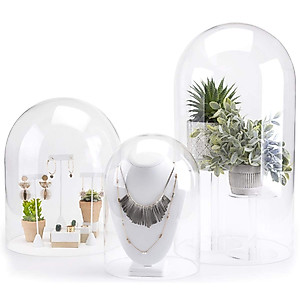 Displays2go Large Glass Dome Display with Baseless Design, 12" x 24" — Clear (DCGDOMEL)