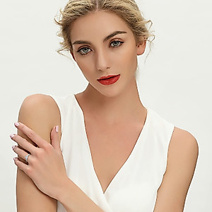 FJ 1CT Promise Ring 925 Sterling Silver Engagement Wedding Anniversary Eternity Ring Round Cut Cubic Zirconia Solitaire Ring for Women Size 10