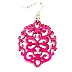 ZENZII Modern Damask Pattern Resin Earring (Hot Pink)