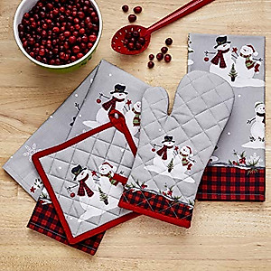 SKL Home Woodland Winter Oven Mitt and Pot Holder Set, 8x8