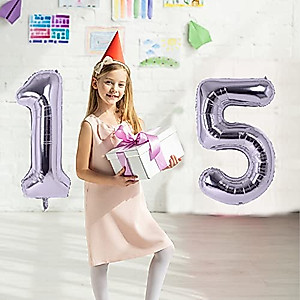 40 Inch Large Silver Number 15 Balloon Extra Big Size Jumbo Digit Mylar Foil Helium Balloons for Birthday Party Celebration Graduations Wedding Anniversary Baby Shower Supplies Engagement Photo Shoot