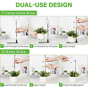 LORDEM Grow Light, 48 LEDs Plant Light for Indoor Plants, Full Spectrum Desk Grow Lamp with Automatic Timer for 4H/8H/12H, 4 Dimmable Levels, Height Adjustable 7.8"-26", 1 Pack