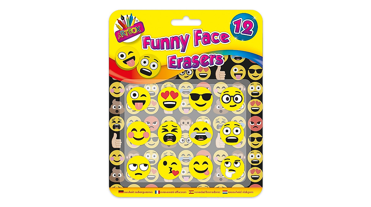 Cute & Funny Face Erasers - 12 Pack by ART BOX