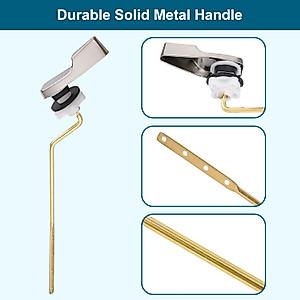 Hygie Rinse Universal Toilet Handle Replacement, Brushed Nickel Side Mount Toilet Trip Lever Repair Kit with Flapper Chain, Compatible with American Standard/Mansfield Toilet