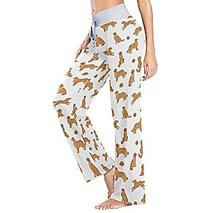 Women's Pajama Pants Golden Retriever Dogs Sleepwear Lounge Pajama Bottoms White S