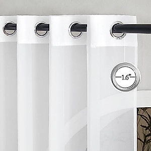 NICETOWN Sheer Curtain Panels Bedroom - Home Decoration Solid Voile Panels with Ring Top (2-Pack, 54 Wide x 84 inch Long, White)