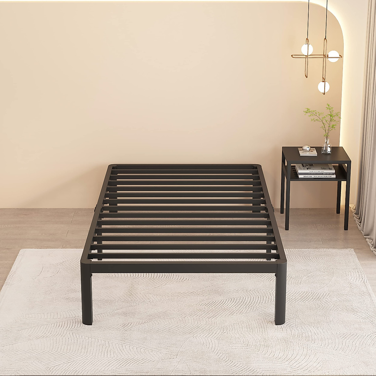 MAF 14 Inch Twin XL Metal Platform Bed Frames with Round Corner Legs, 3000 LBS Heavy Duty Steel Slats Support, Noise Free, No Box Spring Needed, Easy Assembly