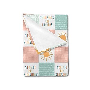 HawSkgFub Boho Rainbow You Are My Sunshine Baby Blanket Girls Gift, Pink Sun Polka Dots Patchwork Flannel Fleece Nursery Bed Blankets, Soft Lightweight Newborn Toddler Infant Kids Crib Bedding 30 x 40