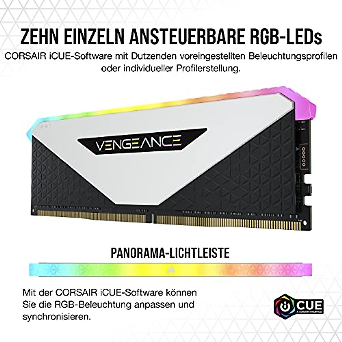CORSAIR Vengeance RGB RT 32GB (4x8GB) DDR4 3600 (PC4-28800) C18 1.35V Desktop Memory