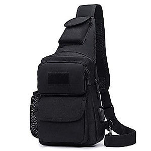 BAIGIO Tactical Sling Bag Crossbody Pack One Shoulder Backpack (Black)