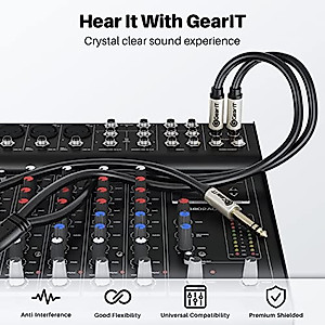 GearIT 1/4 inch TRS Stereo to Dual 1/4 inch Y-Splitter Insert Cable (6.6ft) 1/4 Inch Male Jack to Dual 1/4inch(6.35mm) Male TS Mono Breakout Cable Audio Patch Quarter Inch Cord - 6.6 feet