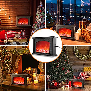 Fireplace Lights, IMAGE Fireplace Lantern LED Flame USB/Battery Powered, Flameless Fire Light for Home Decor, Christmas Ornaments