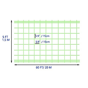 HHTHH Green Trellis Netting 5x60 ft Heavy Duty Garden Trellis Netting Polypropylene Plant Support Net for Climbing Vegetables Fruits Flowers