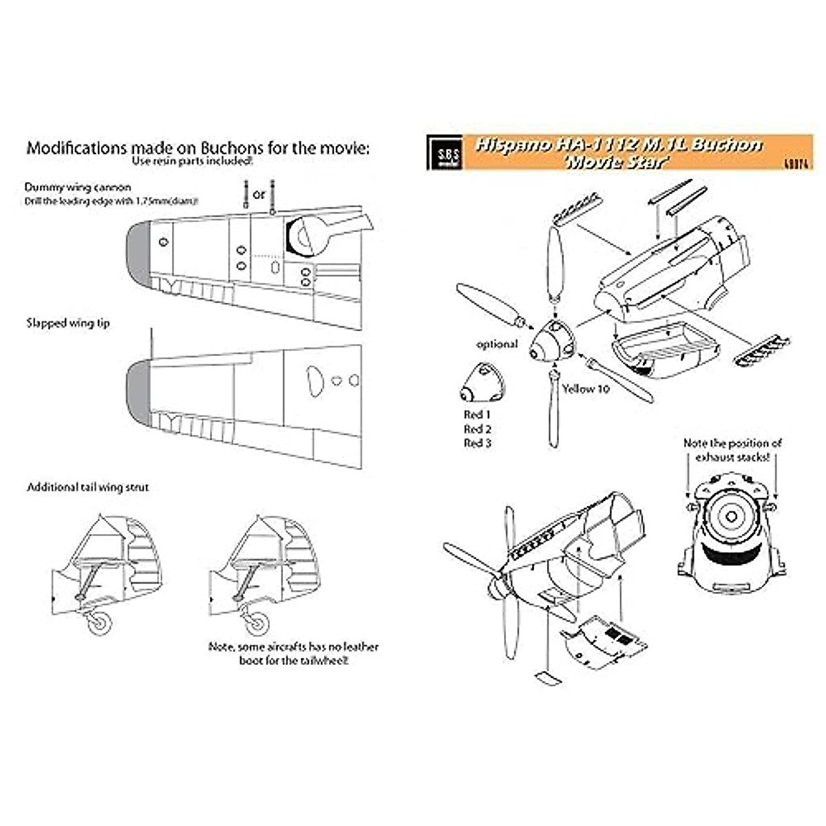 SBS 48074 1/48 Hispano HA-1112 M.1L Buchon 'Movie Star Resin Model kit + Decal
