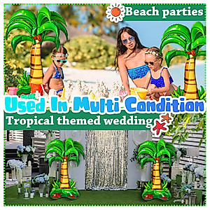 Libima 4 Pcs 52 Inch 3D Big Palm Tree Balloons Foil Balloons Birthday Wedding Party Decor Inflatable Palm Tree Balloons for Kids Adults Hawaiian Luau Party Baby Shower Ball Summer Theme Decorations