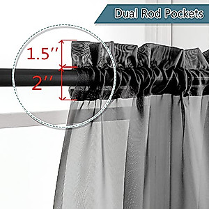 Lecloud Sheer Curtain Panels Set 84" Inches Long, Solid Voile Light Filtering Airy Curtains Window Treatment Drapes for Living Room, 2 Panels Elegant Bedroom Sheer Curtains, Black, 40" Wx84 L