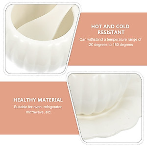 DOITOOL 1 Set Pumpkin Soup Bowl White Thickened Ceramic Pumpkin Bowl Tureen with Ladle Dish Halloween Decor Dinnerware Dessert Bowl for Halloween Table Decoration