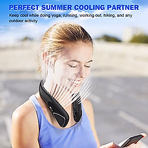 VEAHOOT Bladeless Neck Fan, Hands Free Battery Operated Fans Rechargeable,5000mAh Personal Portable Fan with 360° Cooling,3 Speeds Travel Sports Fan for Outdoor&Indoor(Black)