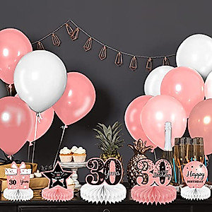 9 Pieces Rose Gold 30th Birthday decorations for Women Pink 30th birthday centerpieces for Tables Decorations Cheers to 30 Years Honeycomb Table Topper Happy 30th Birthday Decorations for Woman