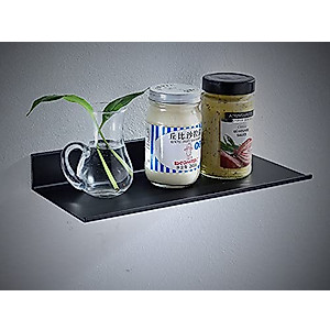 FHY Black Metal Wall Mounted Floating Shelves Ledge,Space Saving Rustproof Aluminum Bathroom Shelf Wall Mount Shelving Extra Strong Floating Shelves Storage Rack(60CM,Pack of 1pcs)