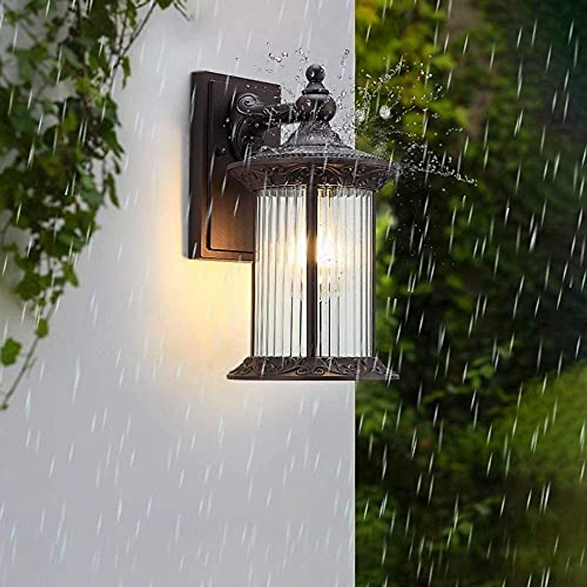 ZPTECH Outdoor wall light 32CM Transparent Glass Outdoor Wall Sconce Lights IP65 Waterproof Landscape Wall Lights Aluminum Home Villa Porch Garden Exterior Wall Lamps Rustic Courtyard Terrace Wall Dec