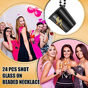Bokon 24 Pcs 21st Birthday Shot Glass Finally 21 Birthday Shot Necklaces Cups Plastic 21st Shot Glass on Beaded Necklaces for Adults Birthday Party Supplies Favors Decorations (Black)