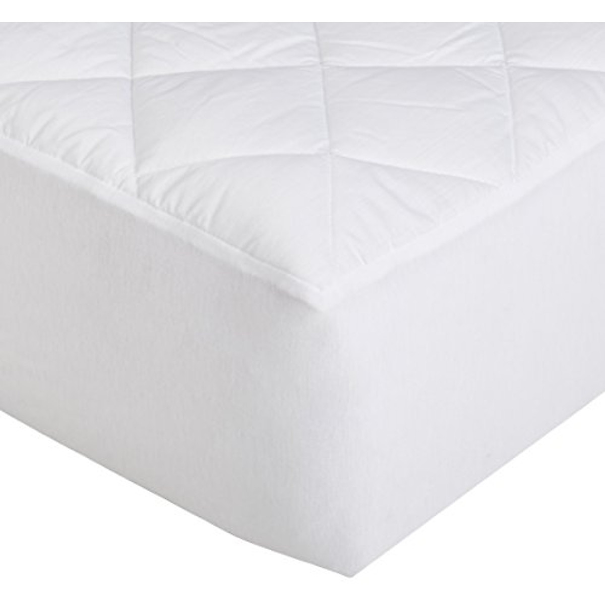 Amazon Basics Hypoallergenic Quilted Mattress Topper Pad Cover - 18 Inch Deep, King & Basics Down Alternative Bed Pillows for Stomach and Back Sleepers - 2-Pack, Soft Density, King