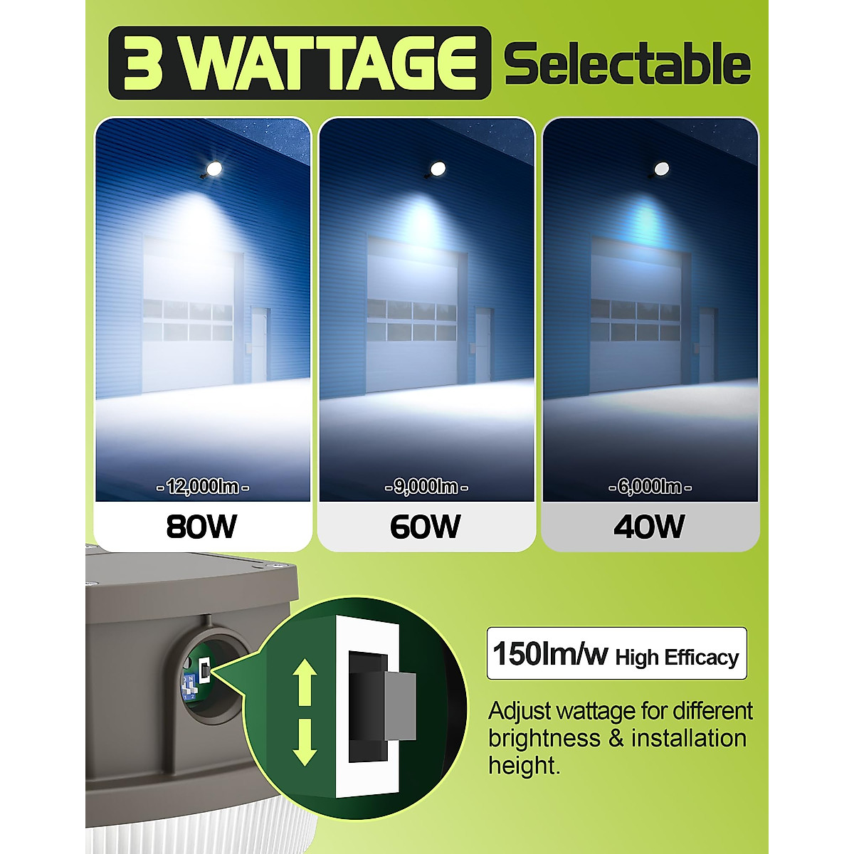 AULACE Barn Lights Outdoor 80W 60W 40W Adjustable, 3000K 4000K 5000K Changeable LED Barn Light with Timed Dimming, 12000LM Dusk to Dawn Outdoor Light with Photocell, Barn Light for Security/Sreet/Yard