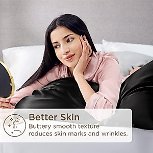 Bedsure King Size Satin Pillowcase Set of 2 - Black Silky Pillow Cases for Hair and Skin with Envelope Closure, Similar to Silk Pillow Cases, Gifts for Women Men, 20x36 Inches