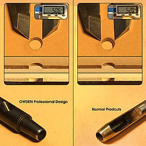 OWDEN Professional 6Pcs. Leather Hollow Punch Set. Size: 1.0-5.0mm for Leather Belt, Watch Band and Leather Strap Gasket. with a Free Mini Cutting mat.